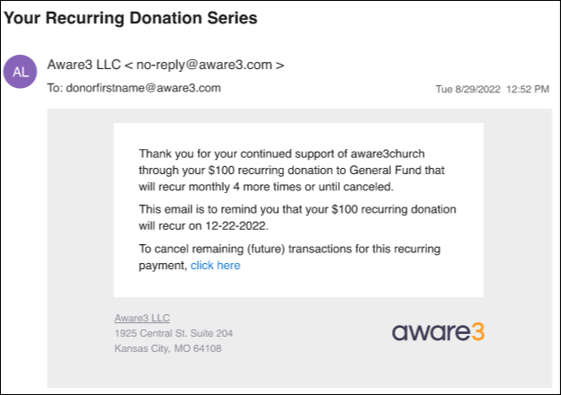 Canceling Recurring Gifts – Aware3