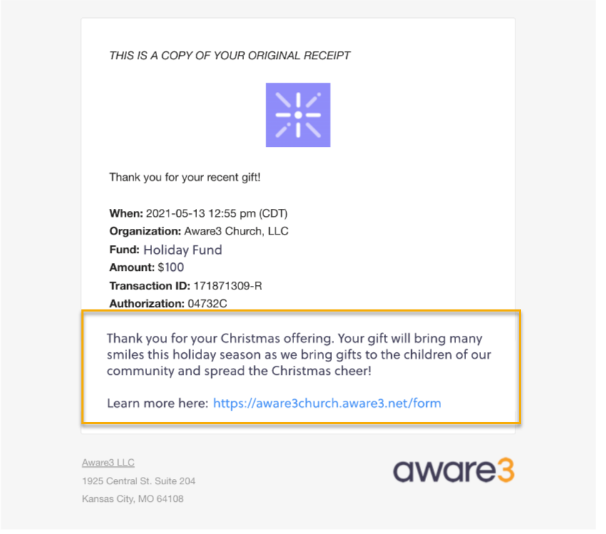 Giving Receipts – Aware3